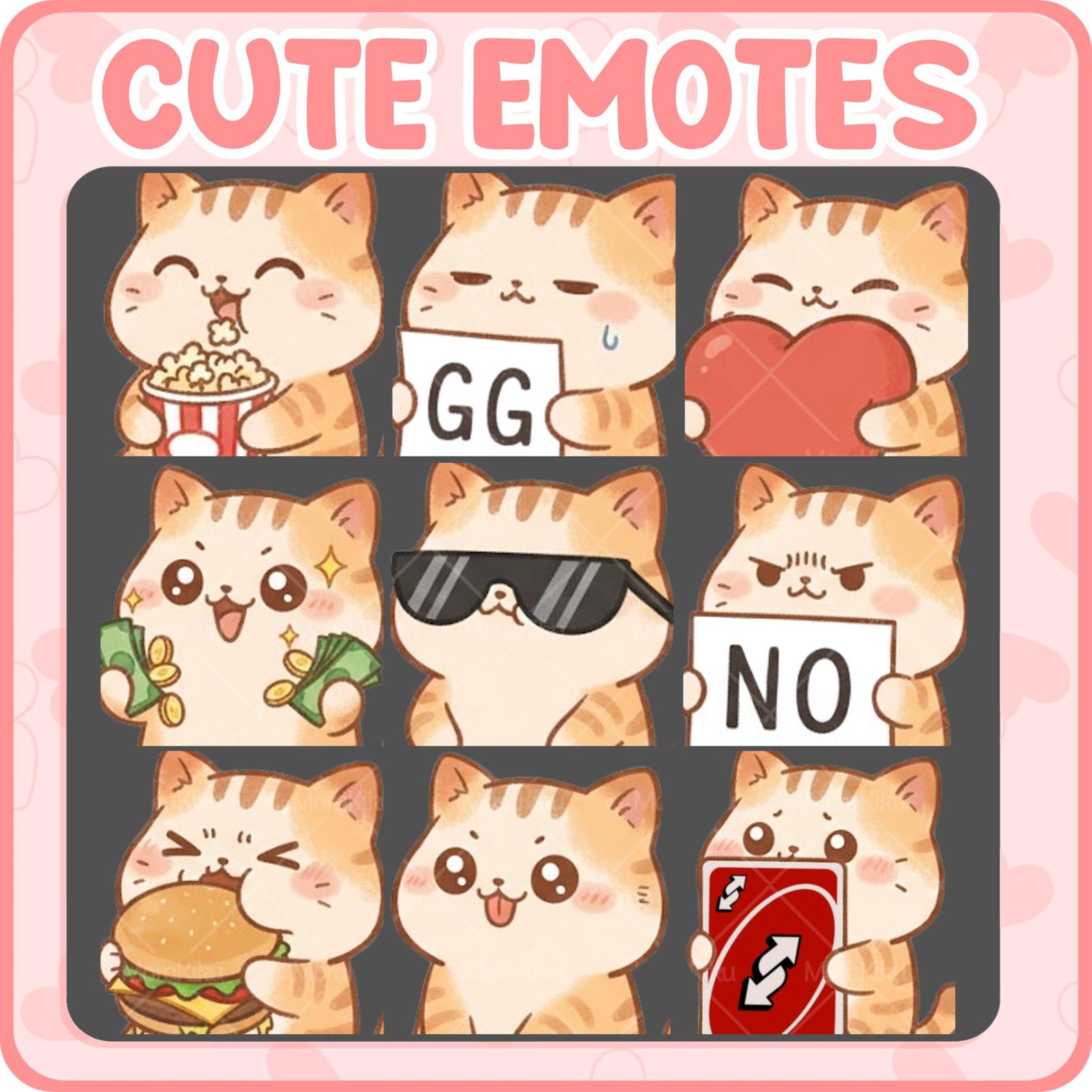 Orange Cat Twitch Emotes | Ginger Streamer Pack (9) (digital Download ...