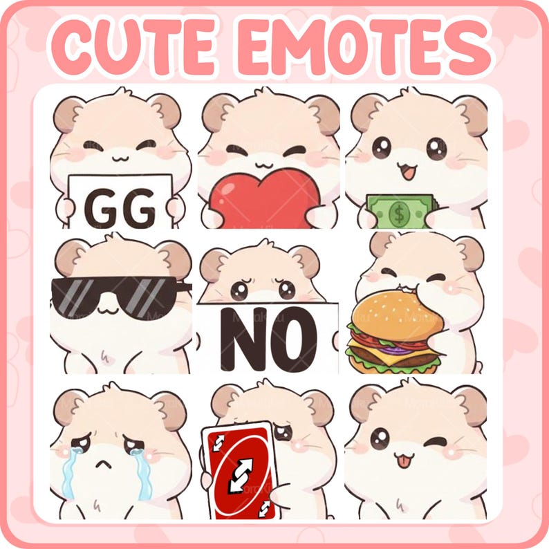 Hamster Emotes Pack | Twitch & Discord Streamer PNG (9 Emotes) (digital ...