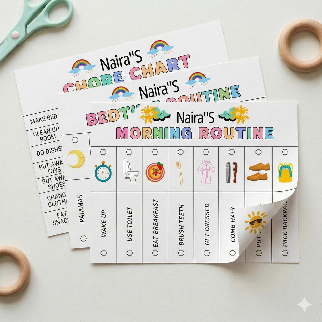 Routine Flip Chart Editable Kids | Morning Afternoon Evening Visual ...