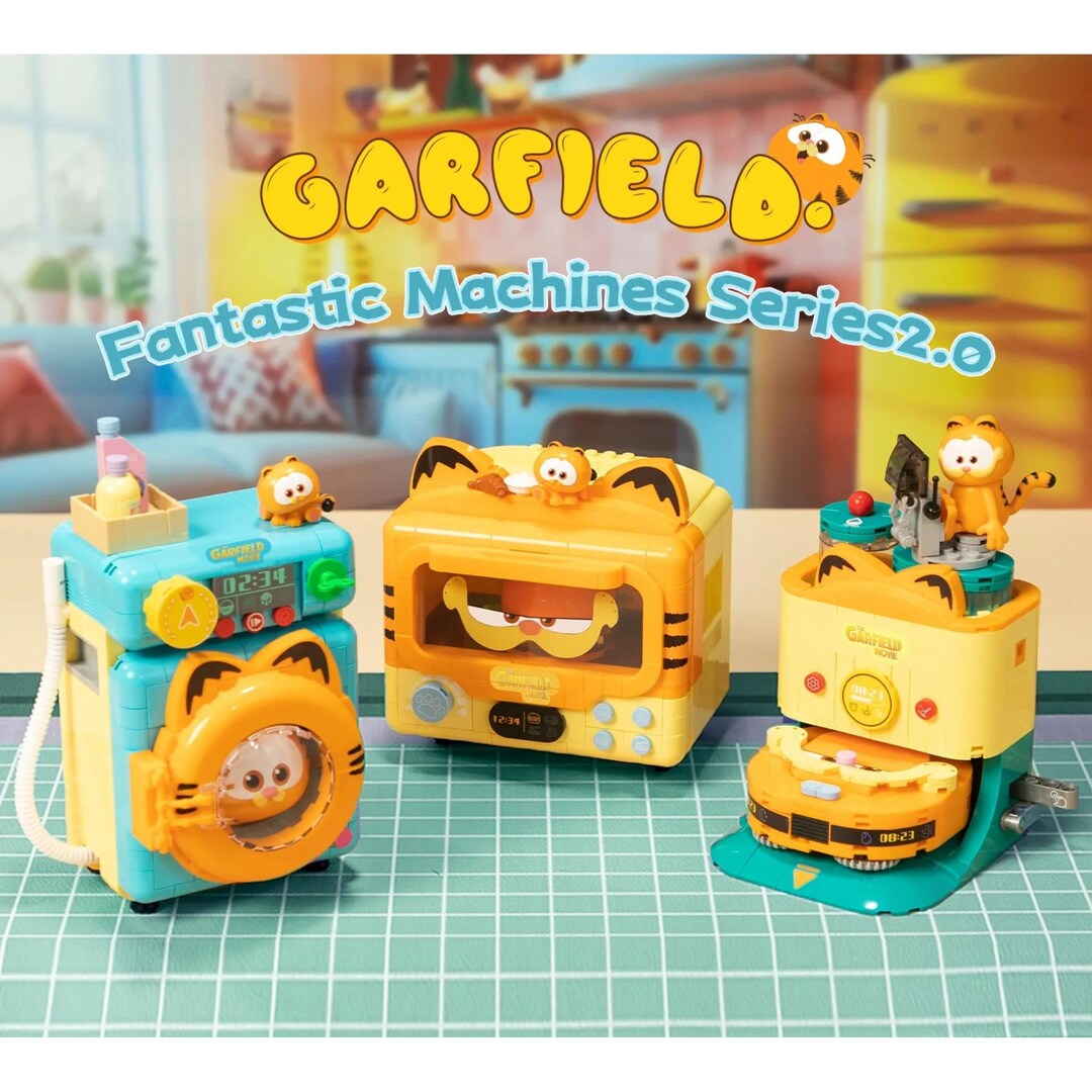 Garfield Building Blocks Set, Movable Miniature Figures Scene ...