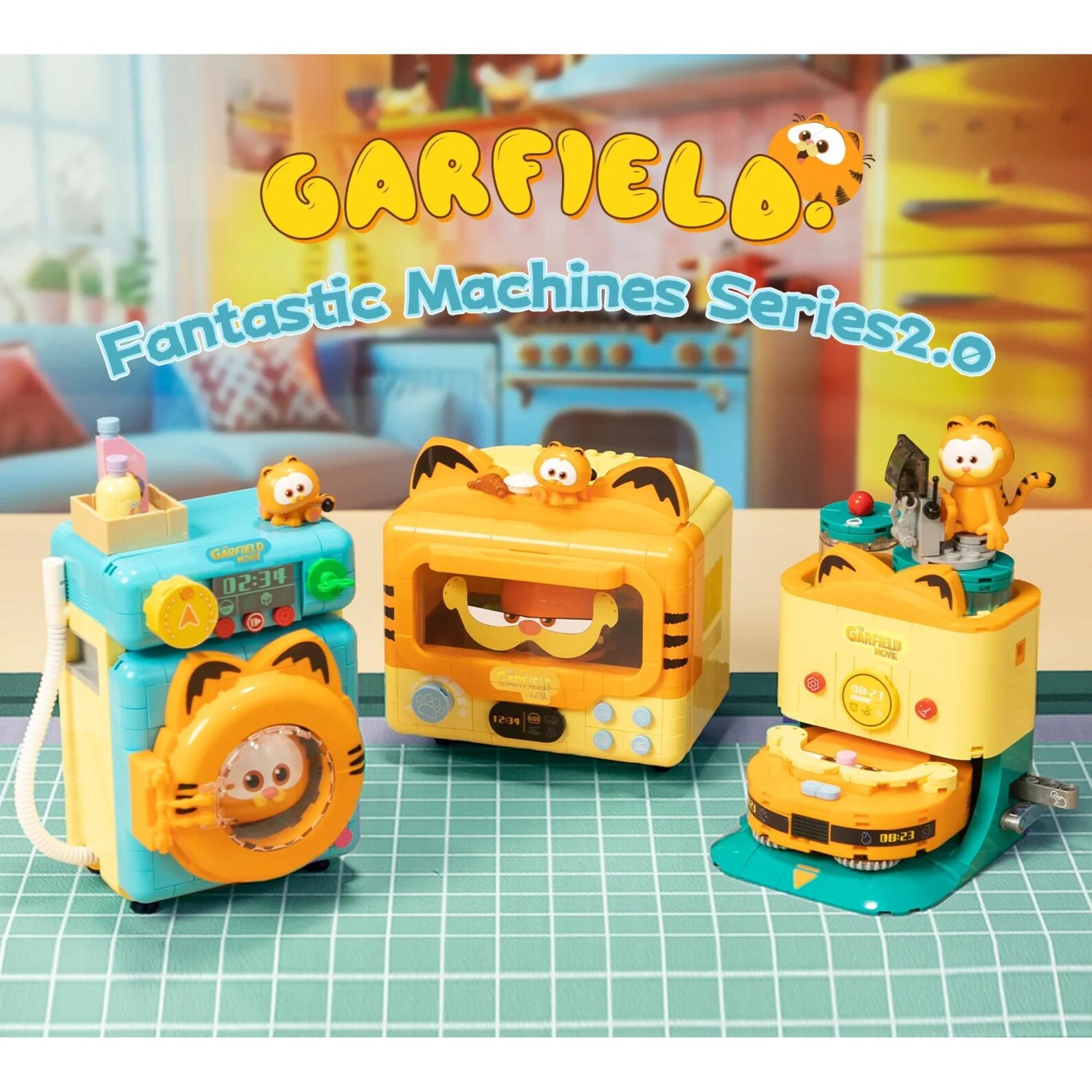 Garfield Building Blocks Set, Movable Miniature Figures Scene ...