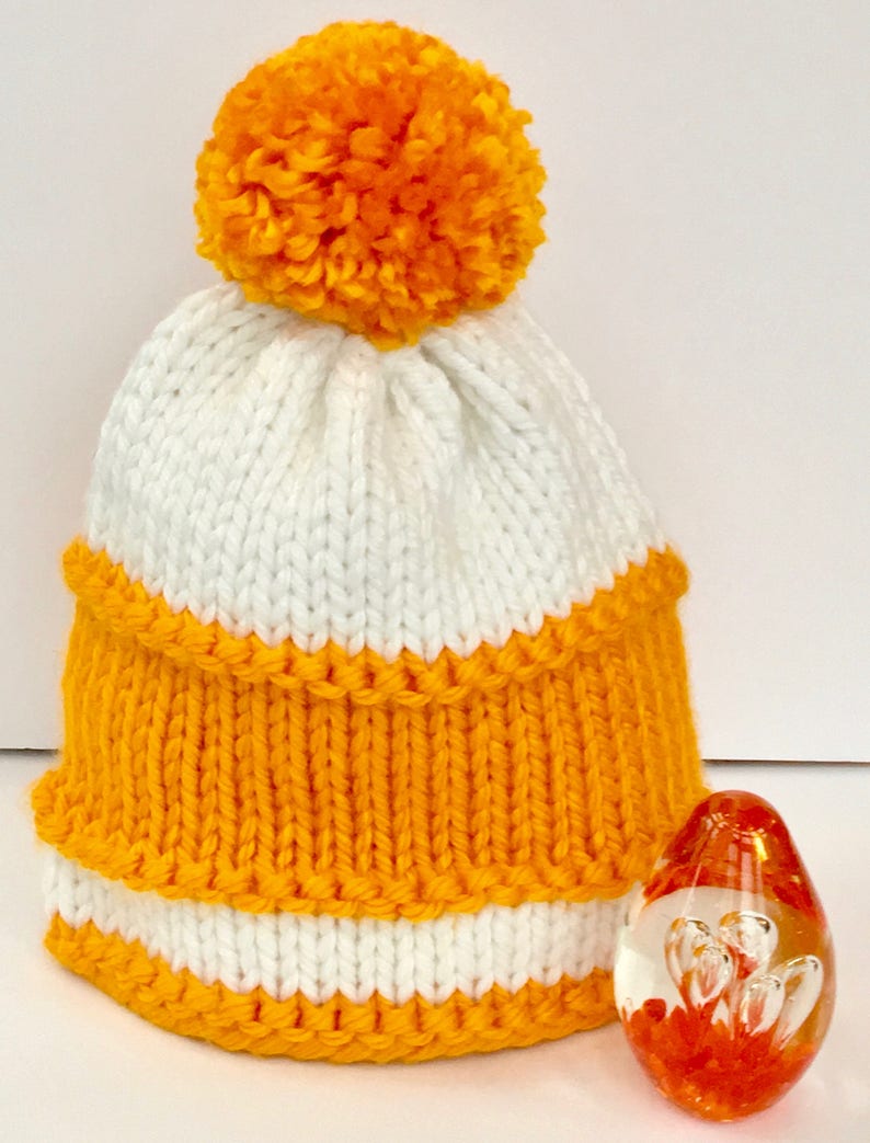 Orange & White Beanie Hat for Kids Ladies Teens Men Orange | Etsy