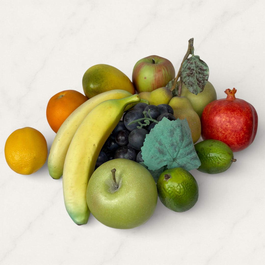 Realistic Faux Fruit Decor Set – Bananas, Grapes, Apple, Citrus ...