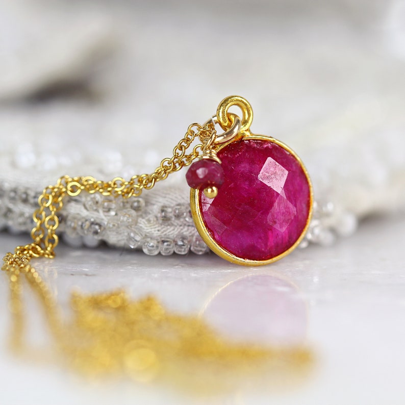 Ruby Necklace Ruby Pendant Necklace Precious Stone - Etsy