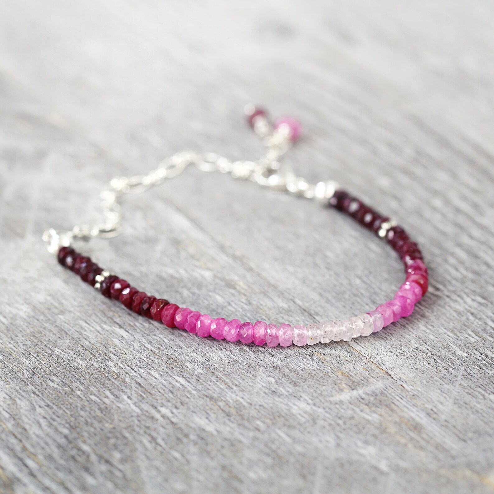 Gold Ruby Bracelet - Ruby Bead Bracelet - July Birthstone - Real Ruby ...