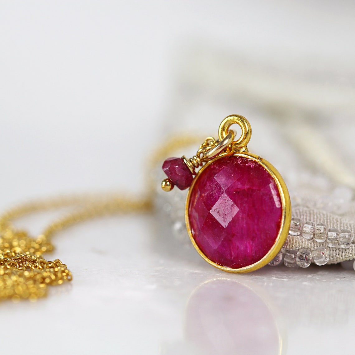Ruby Necklace Ruby Pendant Necklace Precious Stone - Etsy