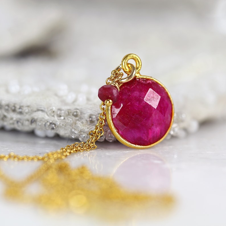 Ruby Necklace Ruby Pendant Necklace Precious Stone - Etsy
