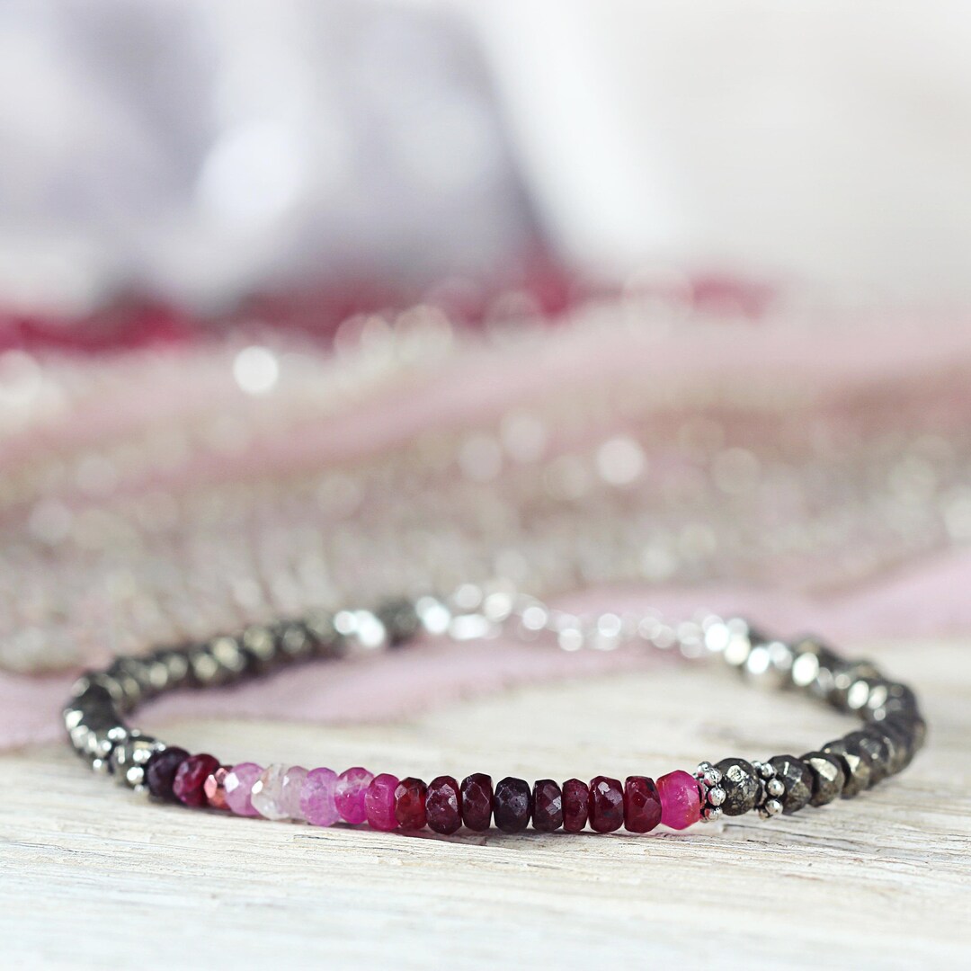 Ombre Ruby Bracelet - July Birthstone Bracelet Gift for Her / Mom ...