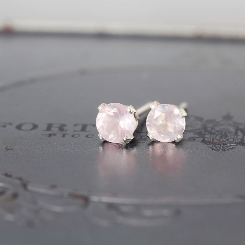 Rose Quartz Studs Dainty Earrings Studs Gold Stud Earrings - Etsy