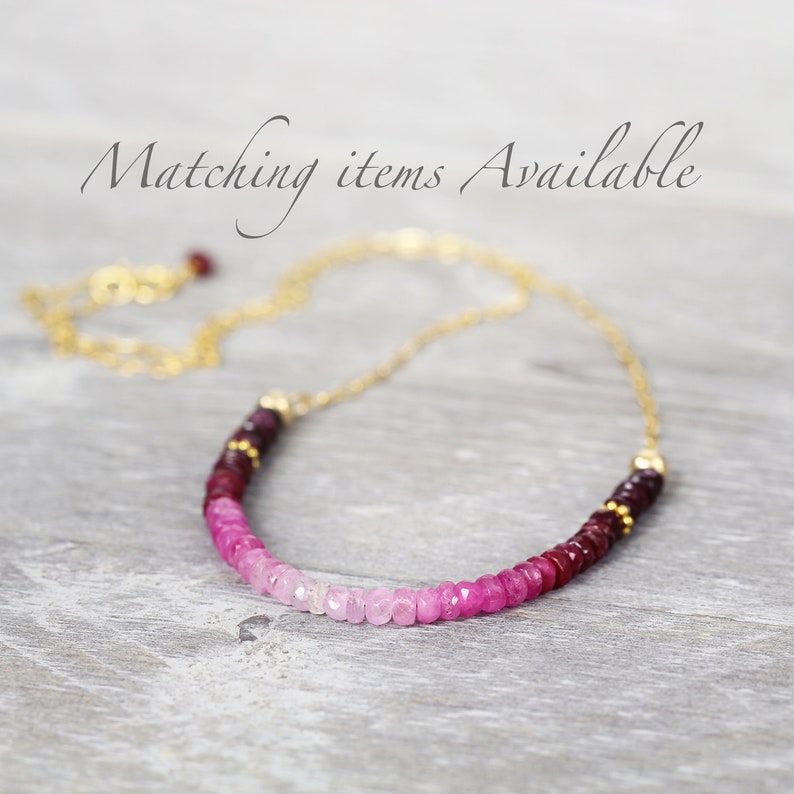 Gold Ruby Bracelet - Ruby Bead Bracelet - July Birthstone - Real Ruby ...