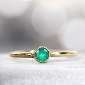 Minimalist Emerald Engagement Ring - Columbian Emerald Solitaire Ring ...