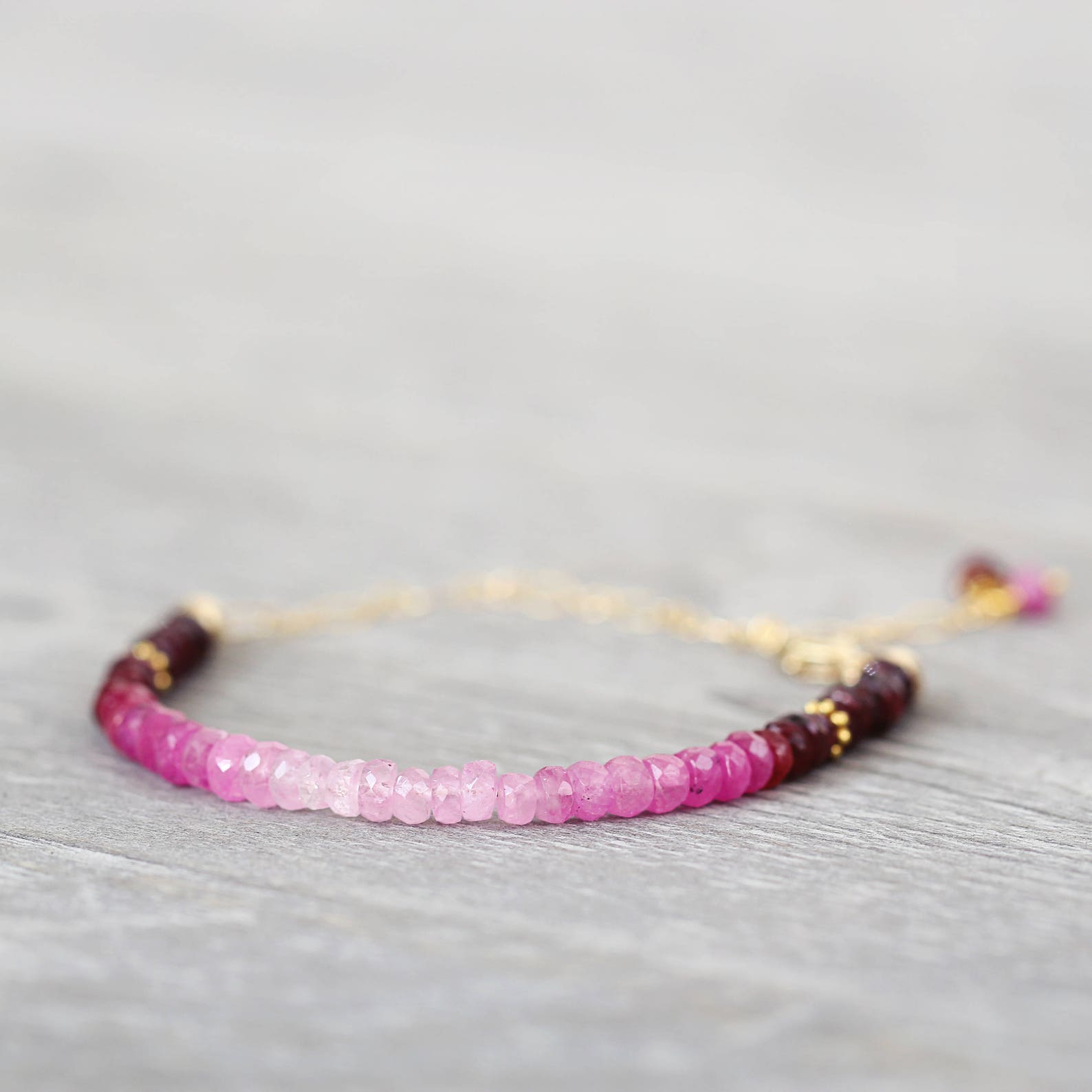 Gold Ruby Bracelet - Ruby Bead Bracelet - July Birthstone - Real Ruby ...