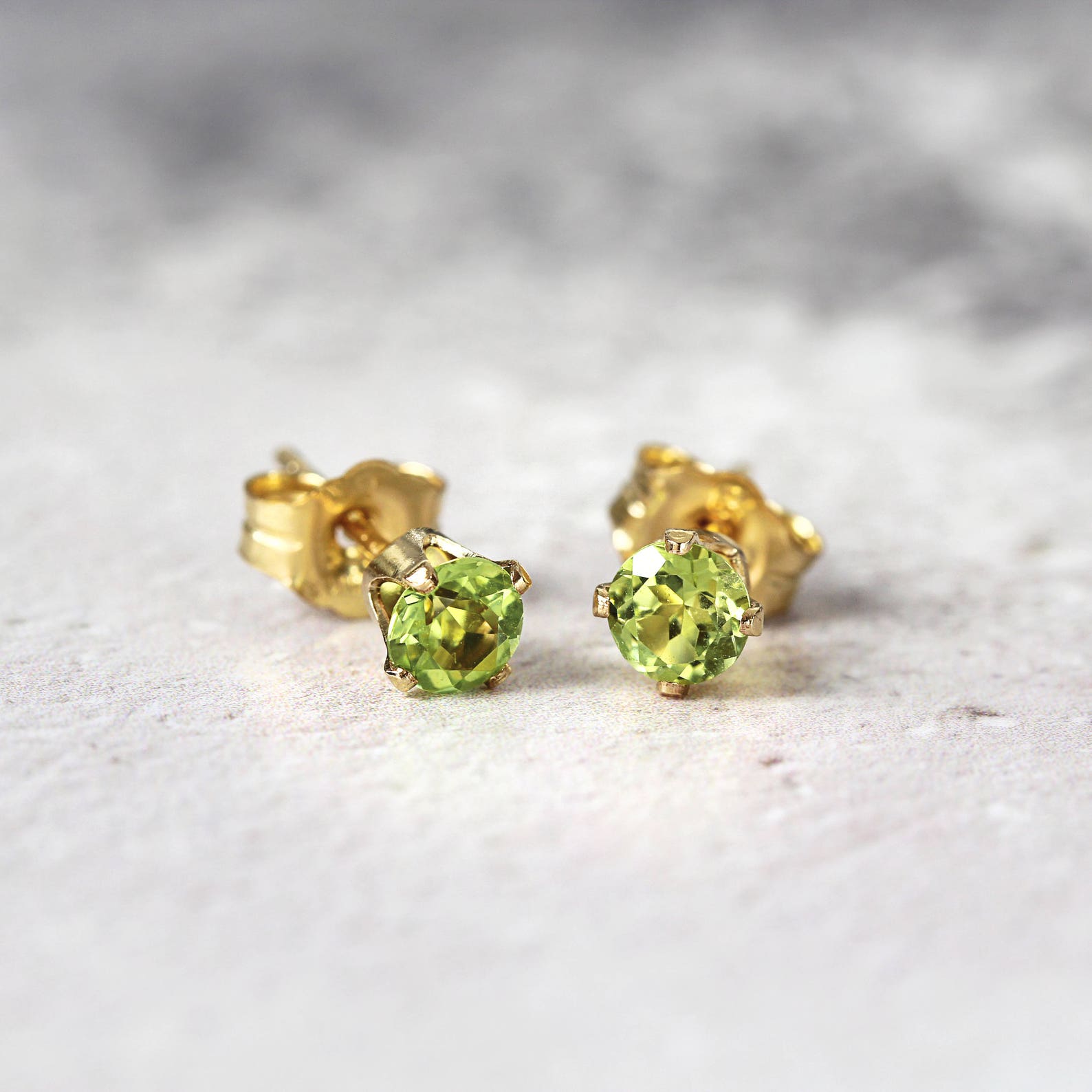 Peridot Earrings Gold Stud Earrings Peridot Jewellery - Etsy