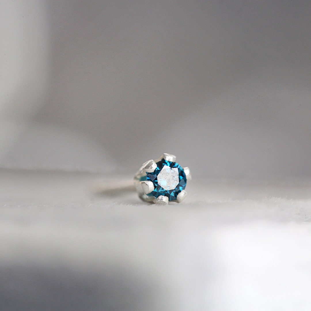SINGLE Diamond Earring for Men or Women - Genuine Blue Diamond Earrings ...