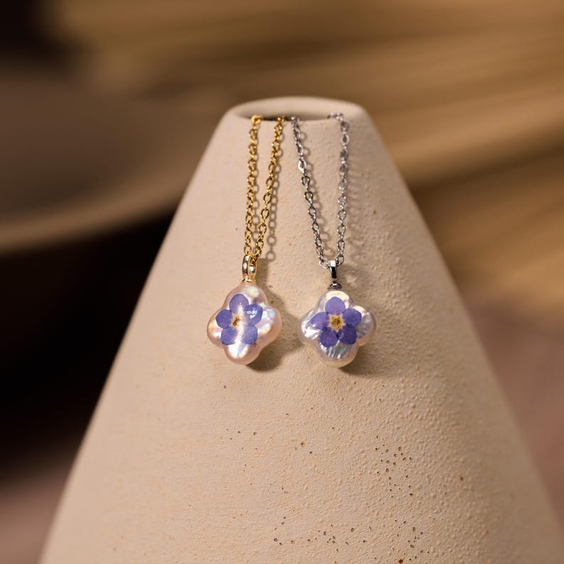 Forget Me Not Baroque Pearl Necklace, Meaningful Memorial Jewelry ...