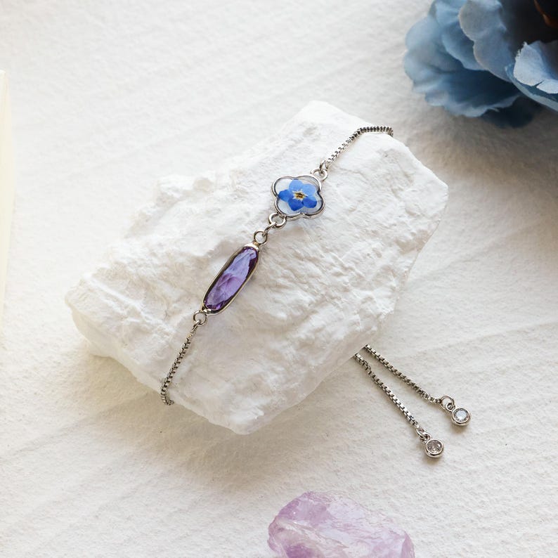 Custom Forget Me Not Birthstone Bracelet, Baby Loss Memorial ...