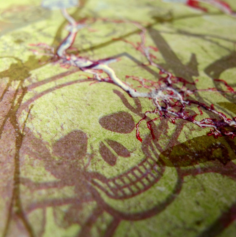 Eco Art. Skull & Cross Bones. Monoprint, Screenprint. OOAK - Etsy
