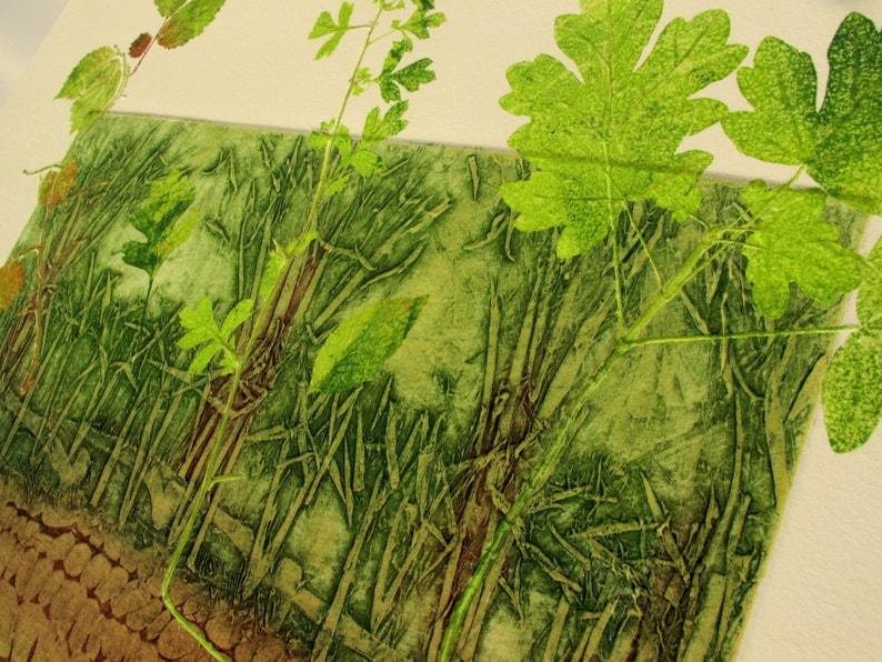 Fine Art Print. Devon Hedgerow Artwork. Collagraph Mono Print. Handmade ...