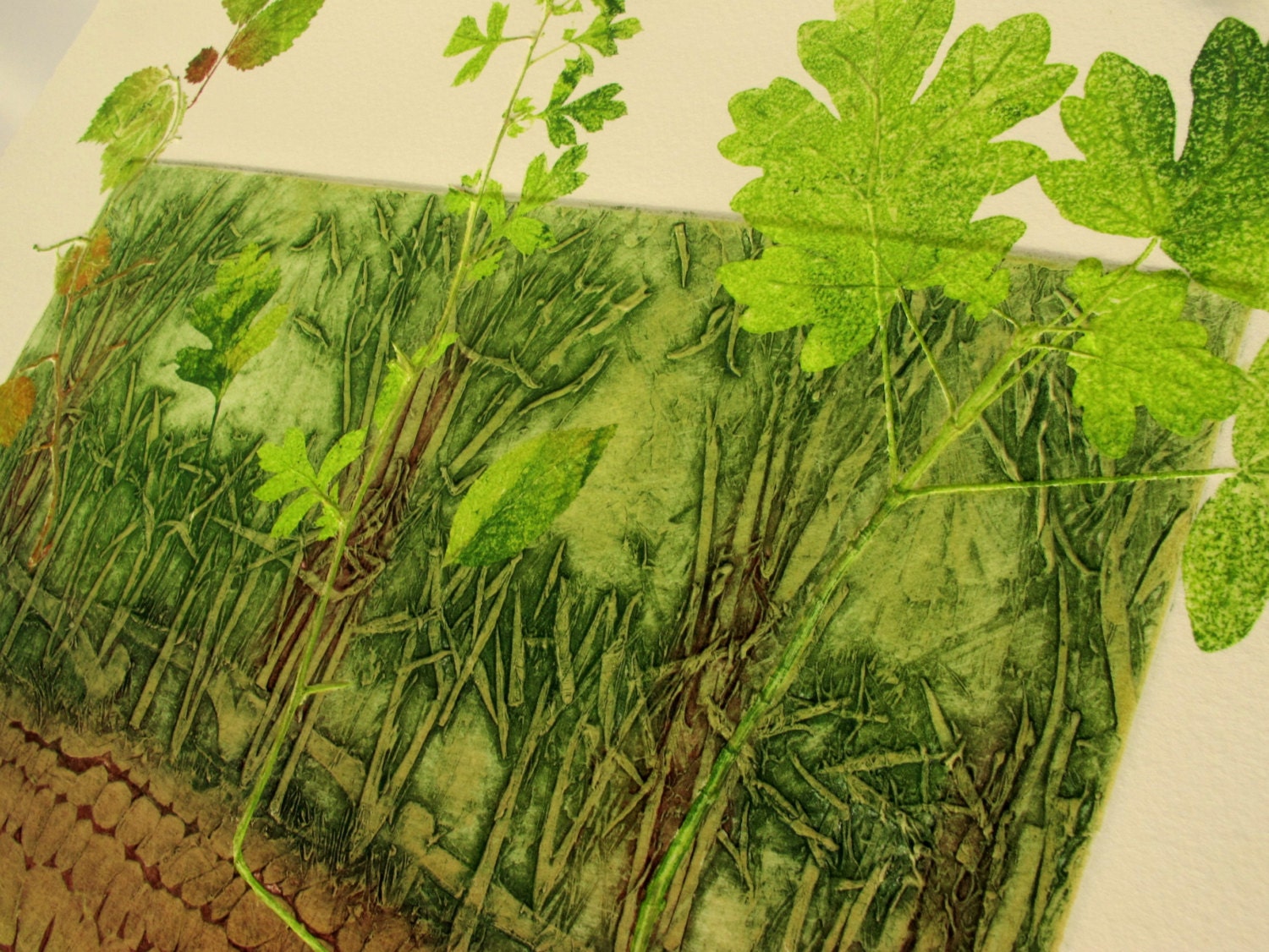 Fine Art Print. Devon Hedgerow Artwork. Collagraph Mono Print. Handmade ...