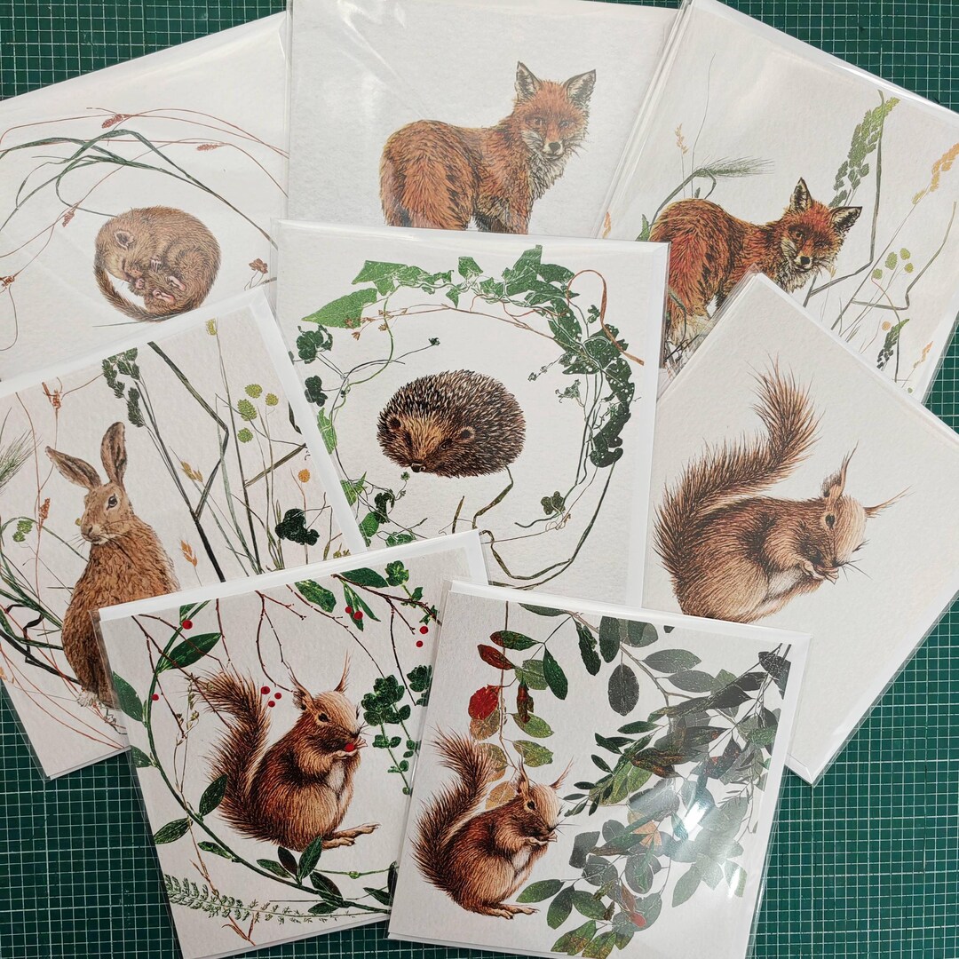 Pack of 4 Greeting Cards / Notelets. Pick Your Own From 8 Animals ...