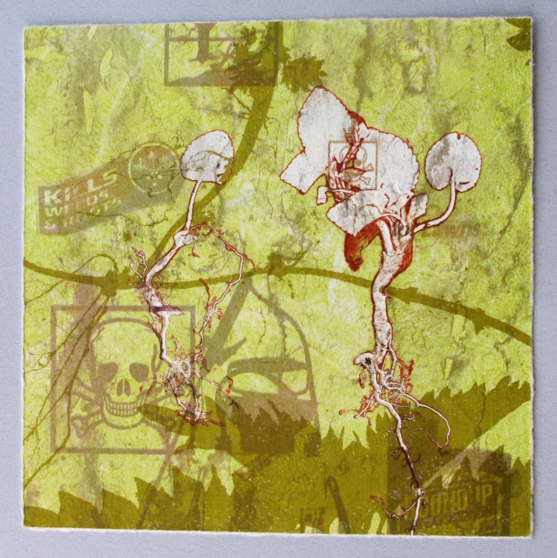 Eco Art. Skull & Cross Bones. Monoprint, Screenprint. OOAK - Etsy