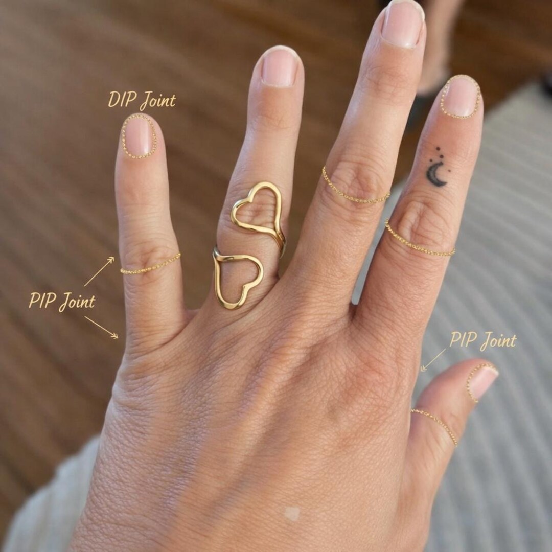 Minimal Gold Heart Knuckle Ring | Adjustable PIP & DIP Finger Jewelry ...