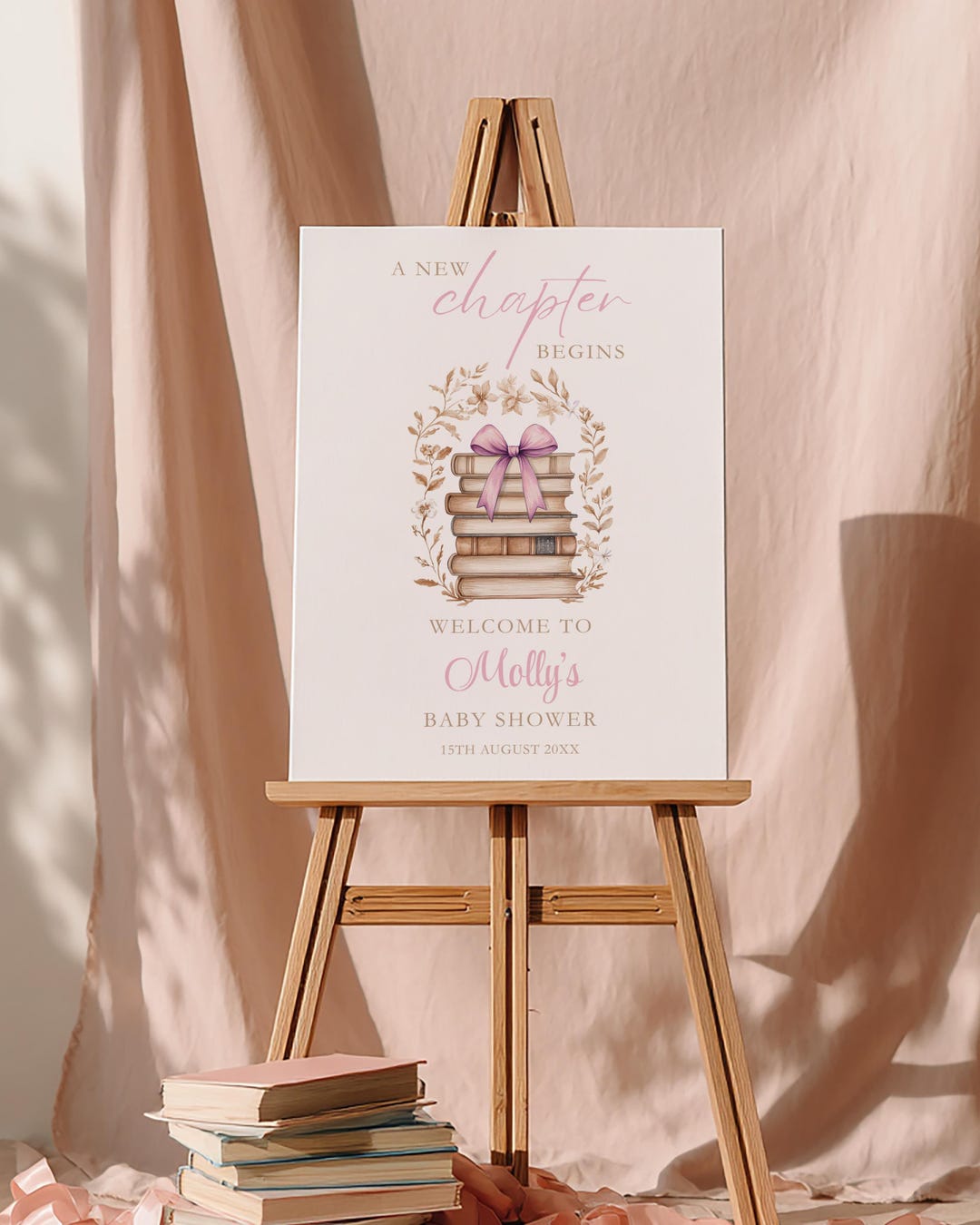 A New Chapter Begins Baby Shower Welcome Sign, Girl Baby Shower Decor ...