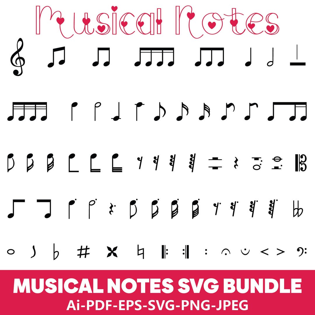 Music Notes SVG Bundle | Treble Clef, Musical Symbols (instant Download ...