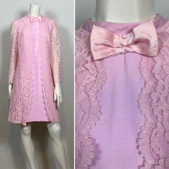 60s Mod Pink Lace Dress Set | Vintage Mother of the B… - Gem