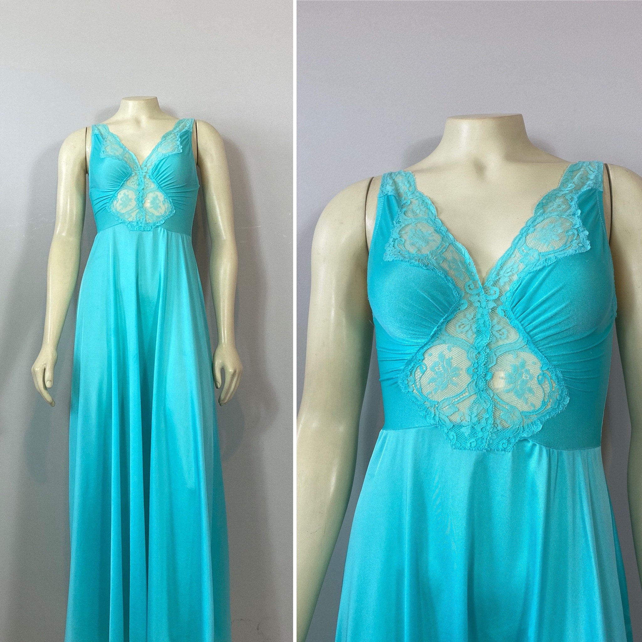 Enchanting 80s Turquoise Olga Bodysilk Nightgown Vintage - Etsy