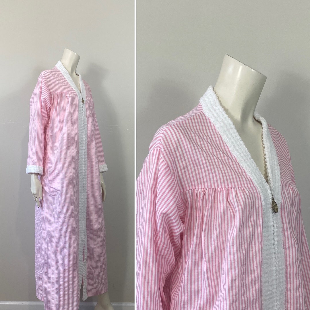 Y2K Pink White Striped Bath Robe Pink White Stan Herman Robe - Etsy