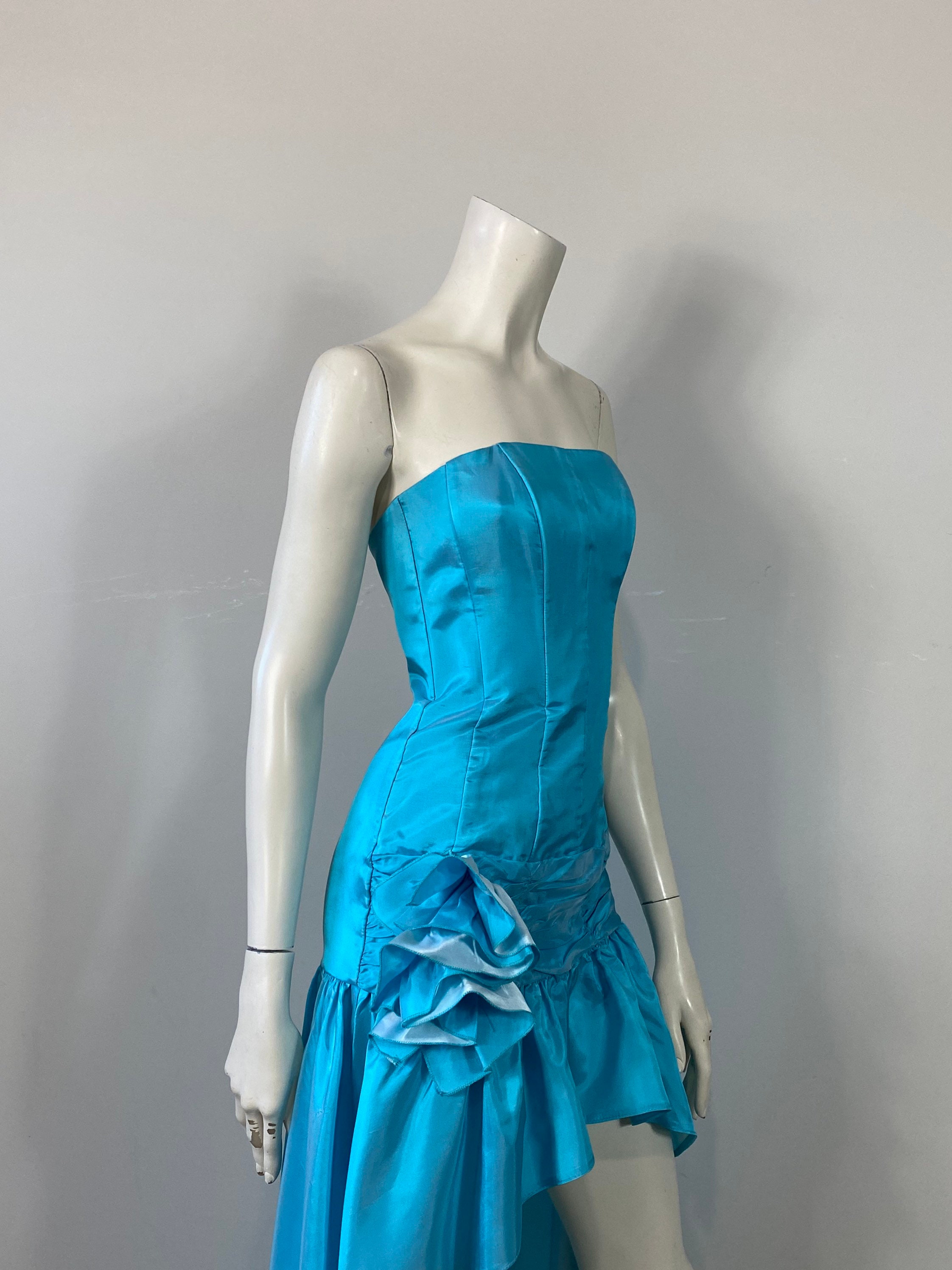 Y2K Prom Dress Y2K Shimmering Turquoise High-low Prom Dress Gunne Sax ...