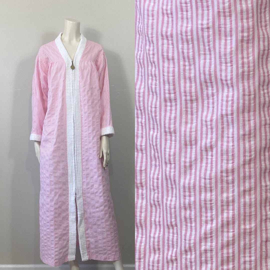 Y2K Pink White Striped Bath Robe| Pink White Stan Herman Robe| Striped ...