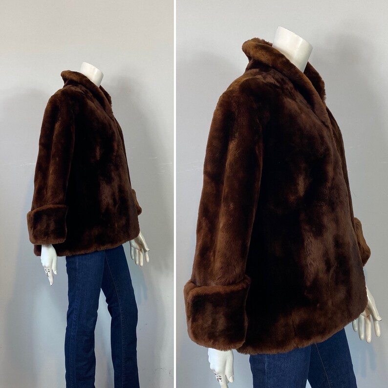 Vintage Fur Coat 50s 60s Mutton Fur Coat 50s 60s Brown Fur Dress Coat ...