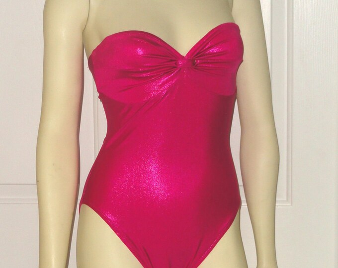 Vintage Swimsuit Cole Of California 80s Swimsuit Frosted Pink Strapless