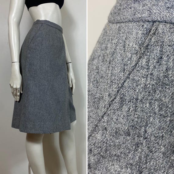 Ellen Tracy Vintage Heather Gray Wool Wrap Skirt Sz 4… - Gem
