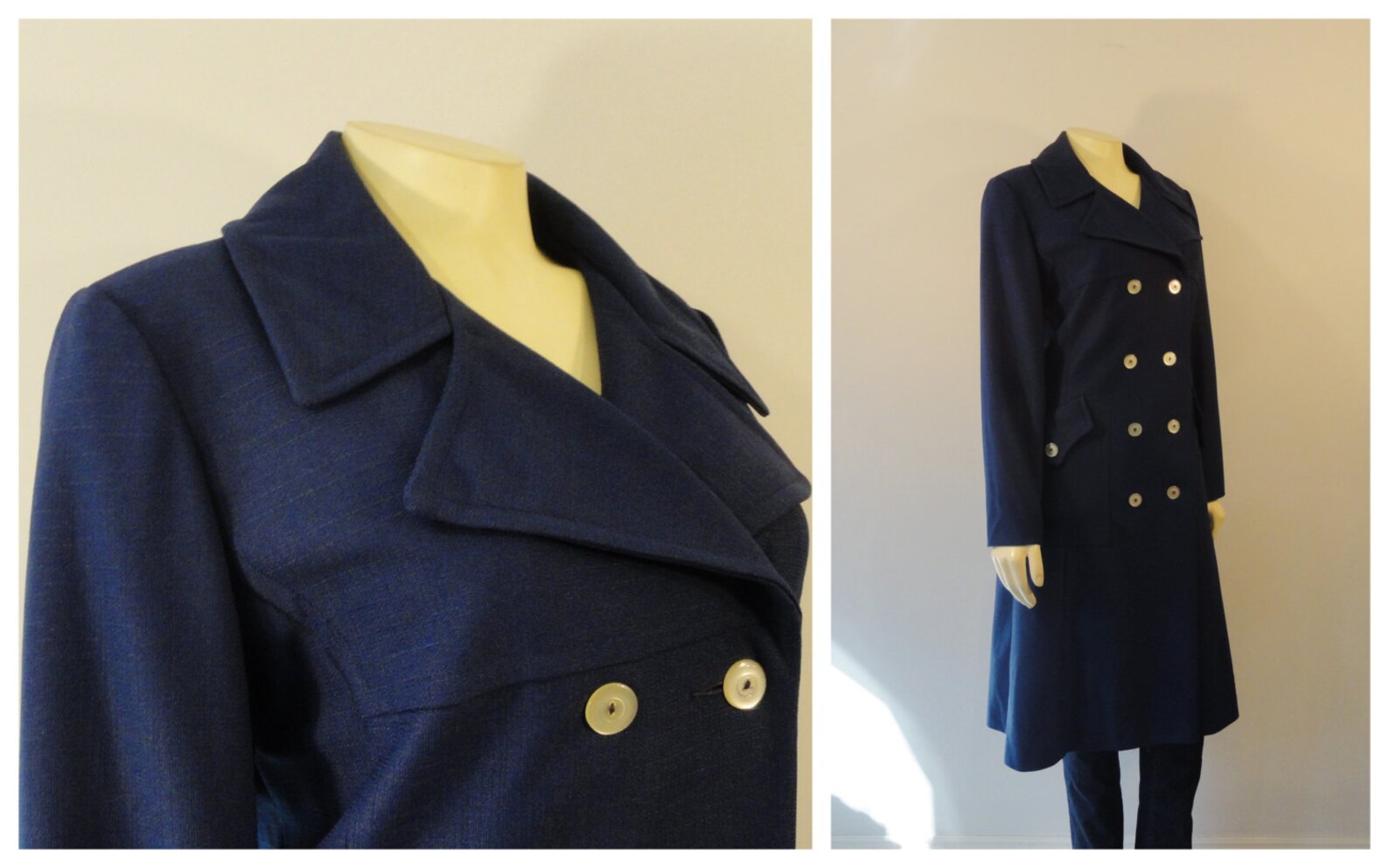 60s Navy Blue Pea Coat Vintage Dress Pea Coat 60s Double - Etsy
