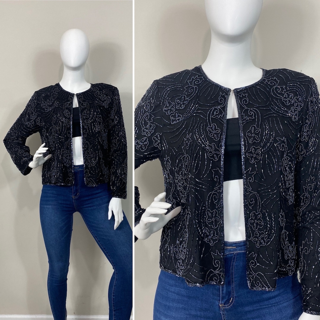 Vtg Beaded Jacket Vintage Beaded Jacket Vintage Plus Size Beaded Jacket ...