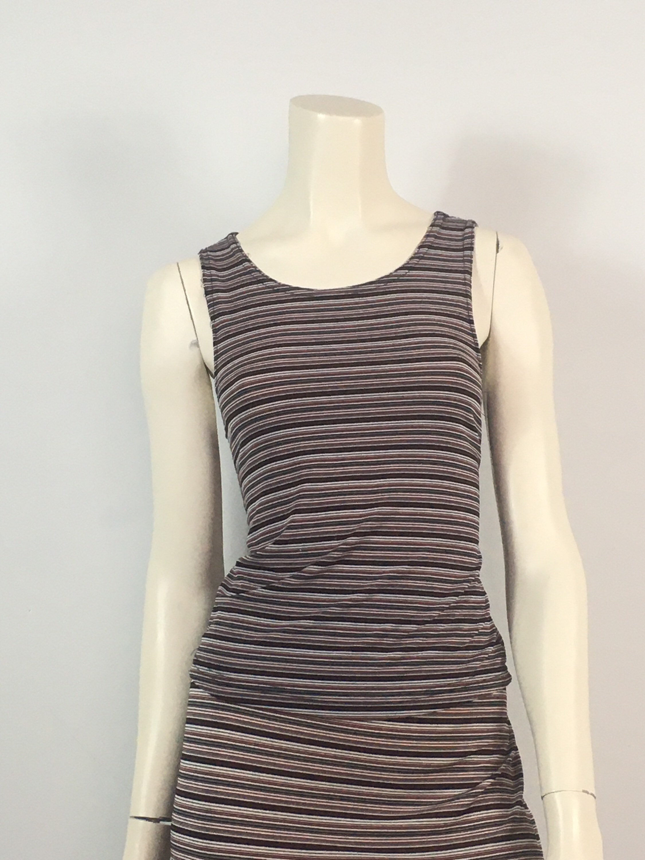 90s Stretchy Striped Skirt & Shirt | Burgundy Gray Black Stripes ...