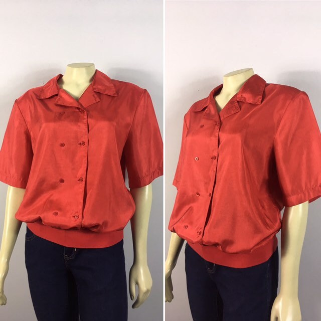 80s Blouse 80s Red Top Susan Hutton Red Double Breasted - Etsy
