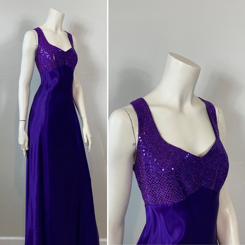 90s Y2K Prom Dress NWT 90s Steppin Out Purple Sparkle Bodice Satin ...