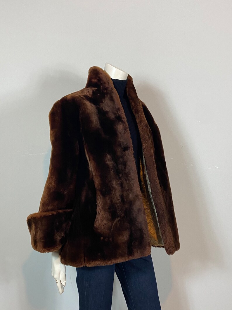 Vintage Fur Coat 50s 60s Mutton Fur Coat 50s 60s Brown Fur Dress Coat ...