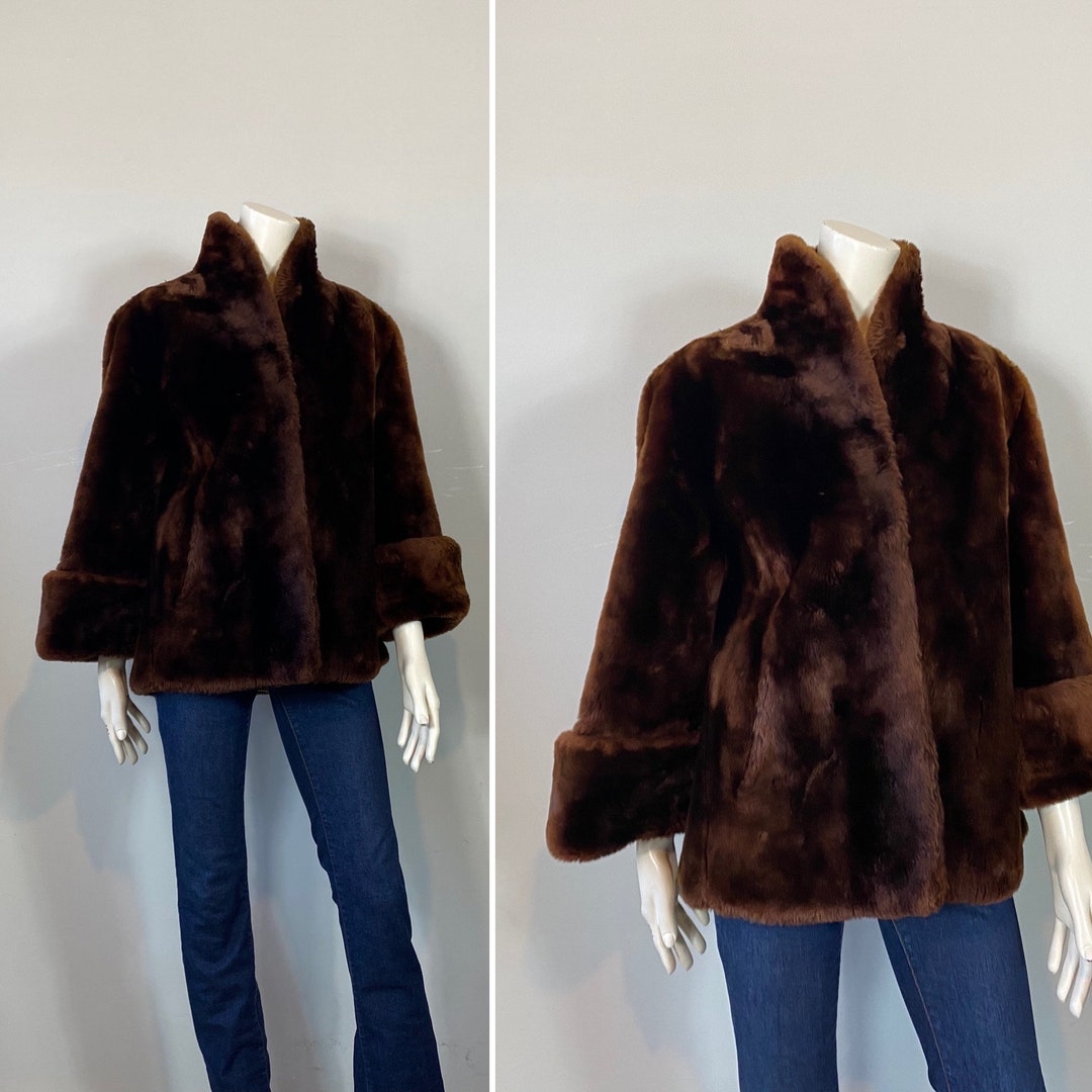 Vintage Fur Coat| 50s 60s Mutton Fur Coat 50s 60s Brown Fur Dress Coat ...
