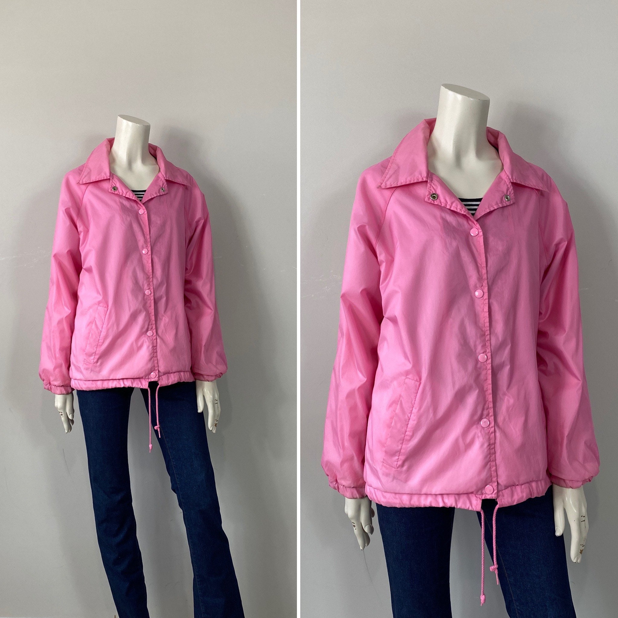 80s 90s Pink Windbreaker Jacket Vintage Windbreaker Vintage Pink Jacket ...