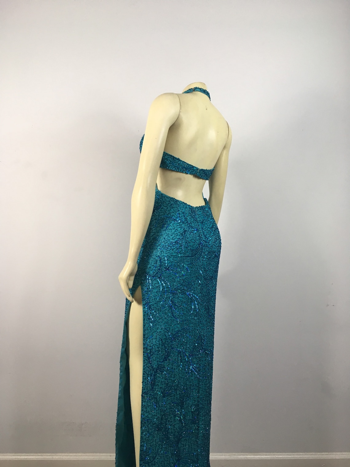 Y2K Prom Dress Teal Beaded 2000s Prom Dress Teal Beaded - Etsy