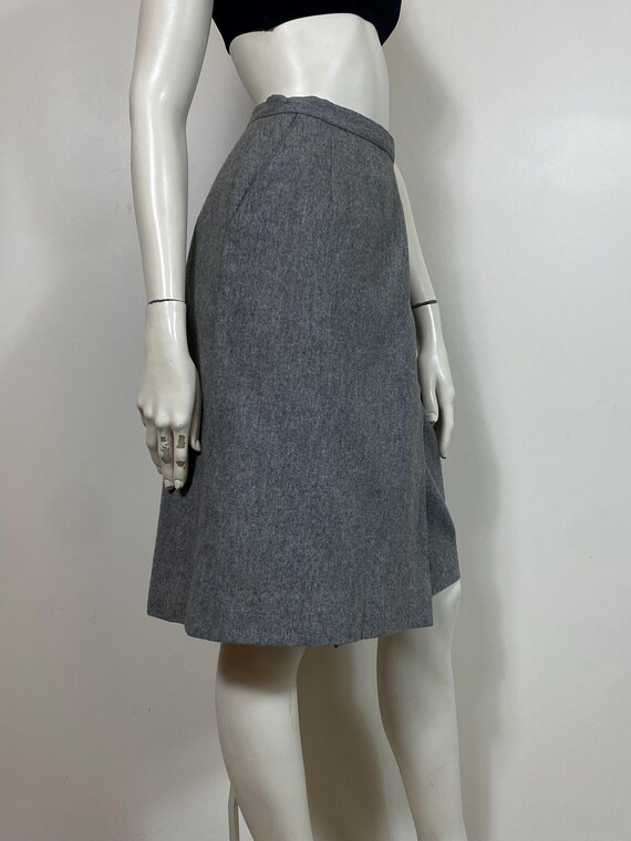 Ellen Tracy Vintage Heather Gray Wool Wrap Skirt Sz 4… - Gem