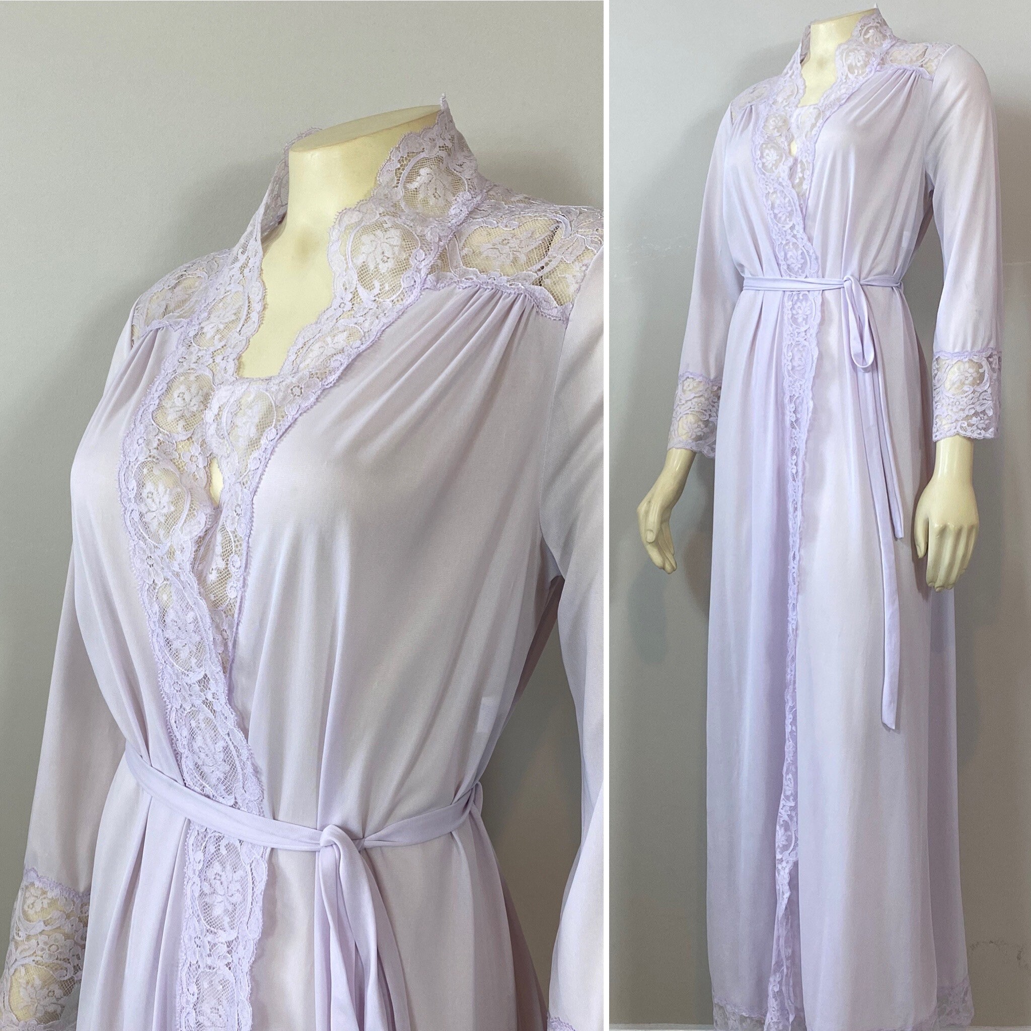 Vintage Robe Vintage Olga 9702 Pastel Lavender Nylon Satin & Lace ...