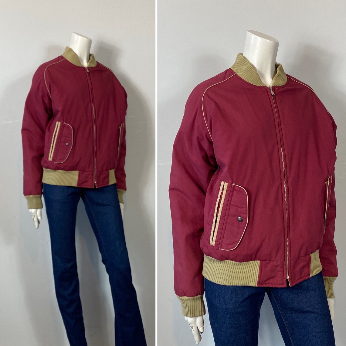 70s 80s Reversible Bomber Jacket| Vintage Reversible Coat| Burgundy ...