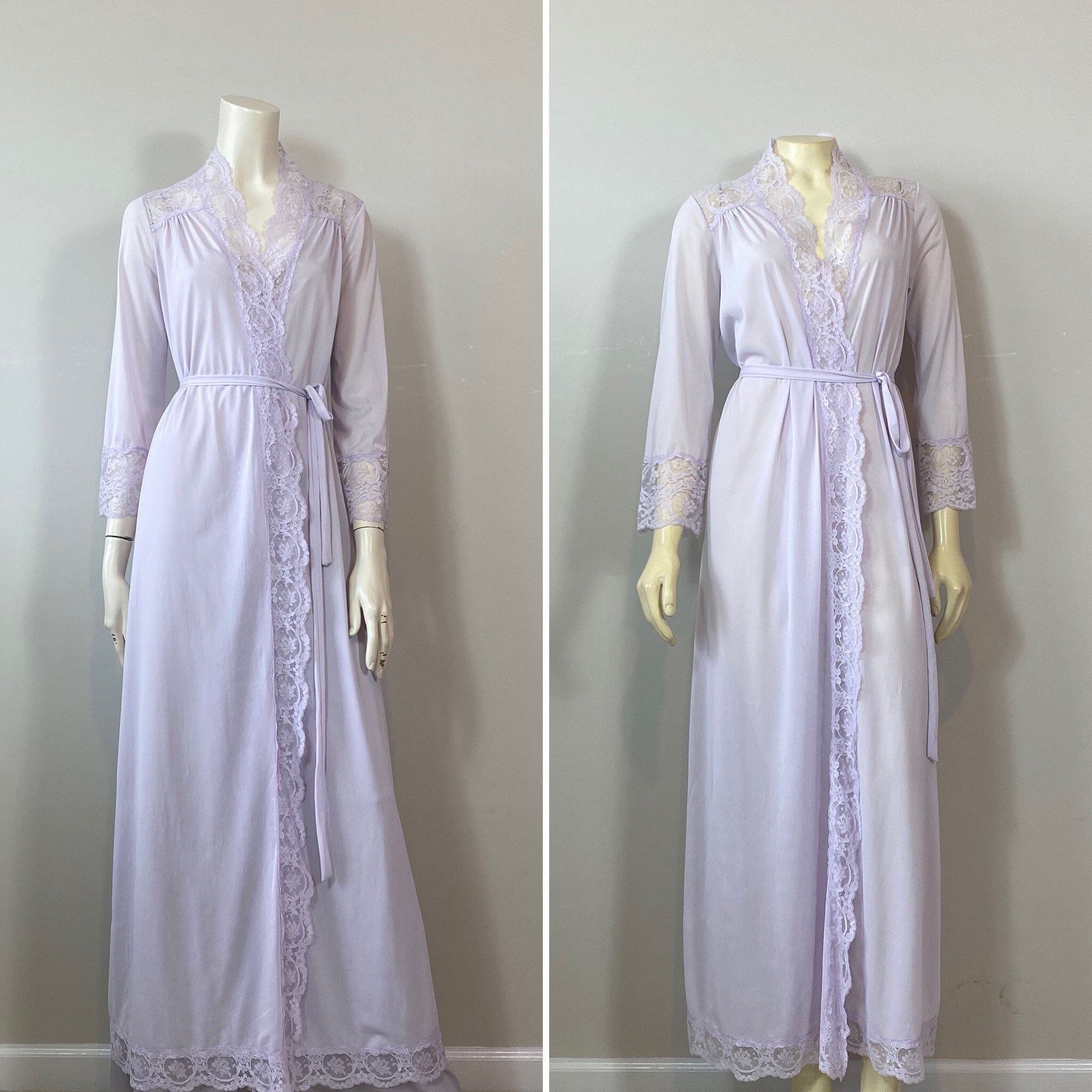 Vintage Robe Vintage Olga 9702 Pastel Lavender Nylon Satin & Lace ...