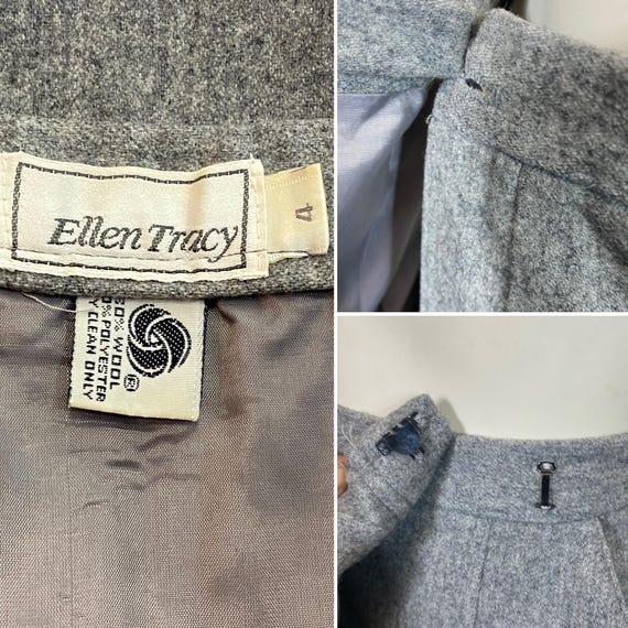 Ellen Tracy Vintage Heather Gray Wool Wrap Skirt Sz 4… - Gem